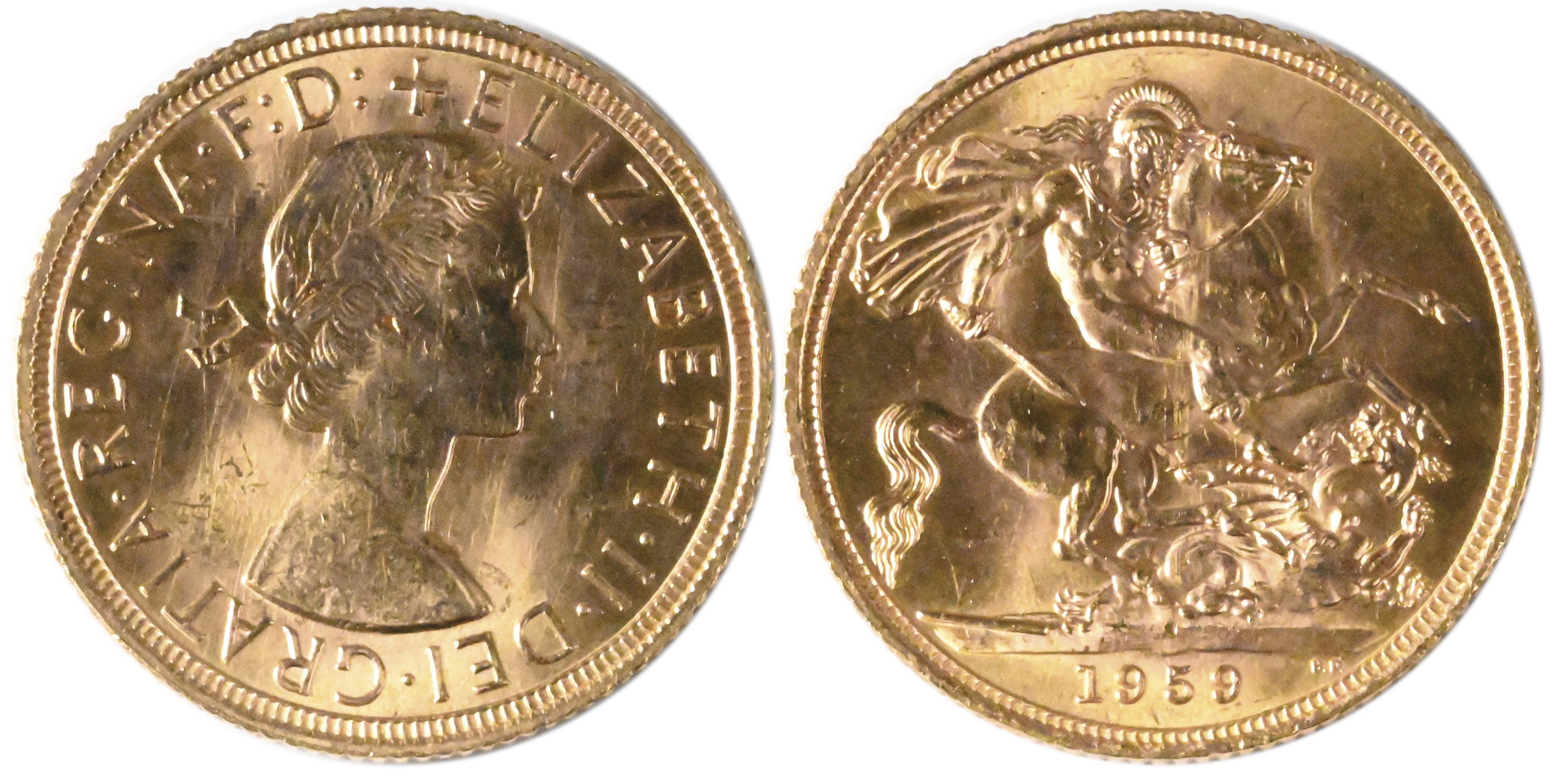 Great Britain 1958 Gold Sovereign, | John Bull